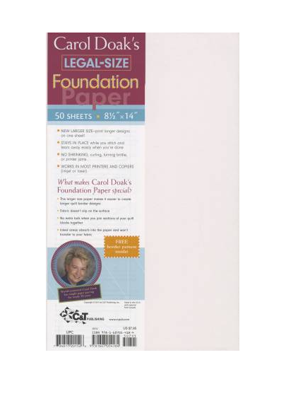 Carol Doaks Legal Size Foundation Paper (8.5 x 14) - Quilt-N-A-Flash